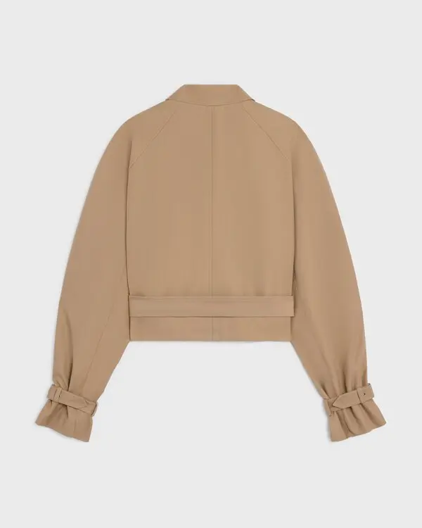 Celine Cotton And Wool Gabardine Jacket With Belted Waist