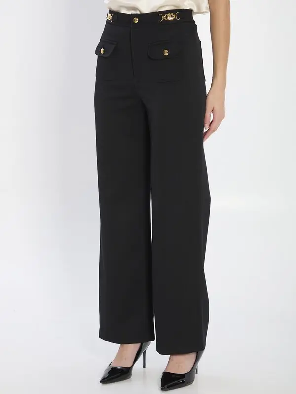 Celine Diagonal Wool Pants With Gourmette Detail