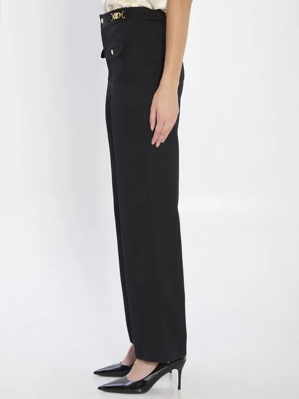 Celine Diagonal Wool Pants With Gourmette Detail
