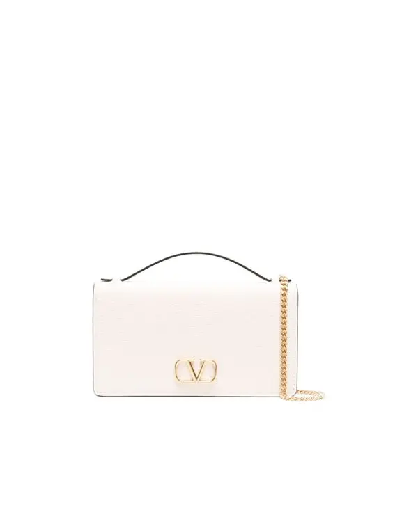 Valentino Garavani Vlogo Signature Foldover Top Clutch Bag - Nude