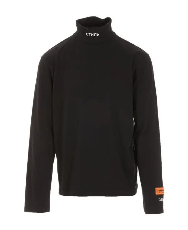 Heron Preston Logo Embroidered Turtleneck Pullover - Black