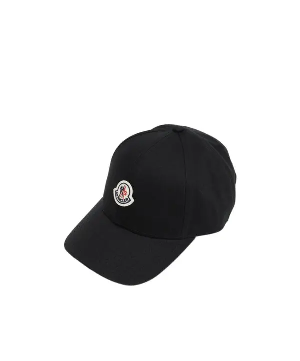 Moncler Gabardine Baseball Cap With Logo Patch - Black