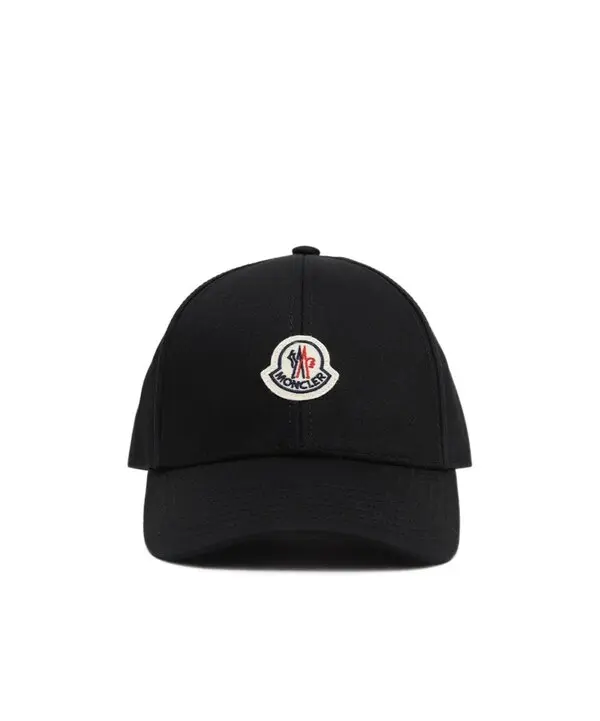 Moncler Gabardine Baseball Cap With Logo Patch - Black