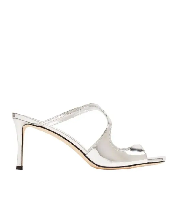 JIMMY CHOO Square Open Toe Stiletto Heeled Sandals - Silver