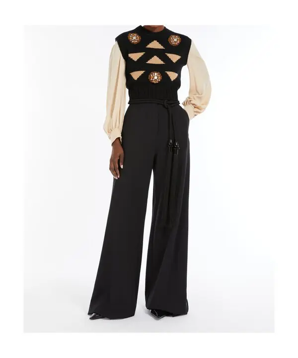 Max Mara Wide Leg Compact Jersey Trousers
