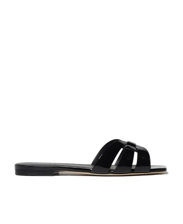 Saint Laurent Patent Leather Cage Sandals - Black