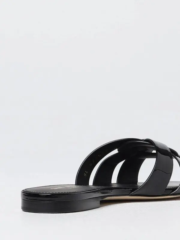 Saint Laurent Patent Leather Cage Sandals - Black