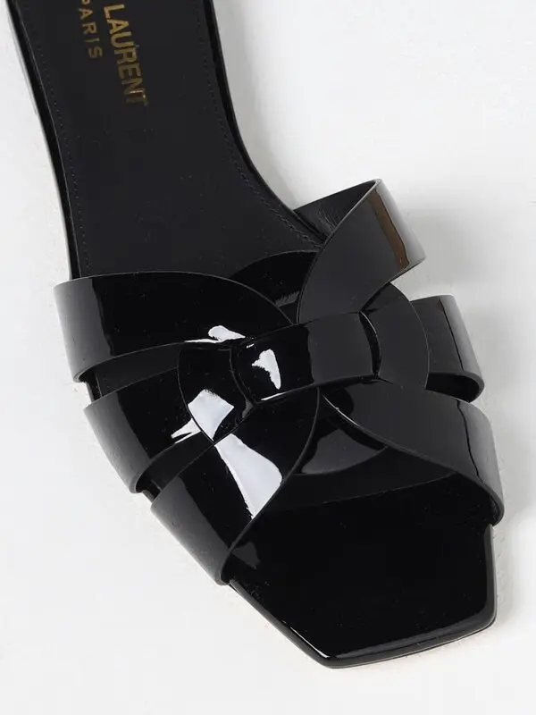 Saint Laurent Patent Leather Cage Sandals - Black