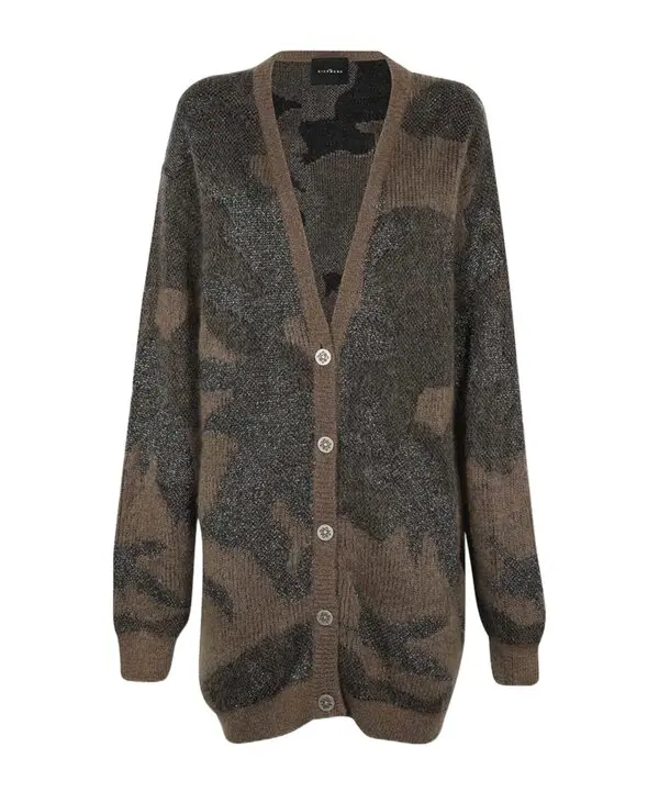 John Richmond Knitted Cardigan With Camouflage Print