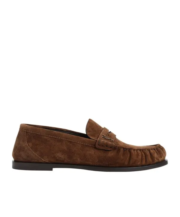 Saint Laurent Logo Plaque Slip-on Loafers - Brown