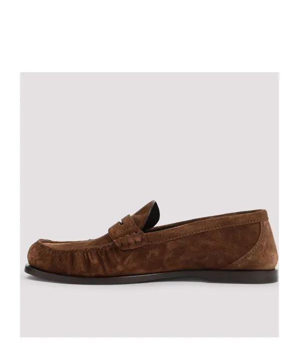 Saint Laurent Logo Plaque Slip-on Loafers - Brown