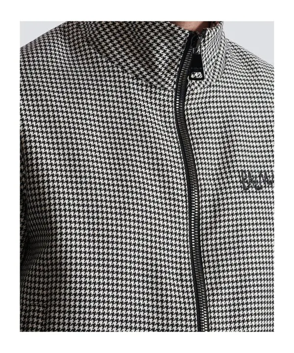 Balmain Houndstooth Wool Jacket With High Neck - Black