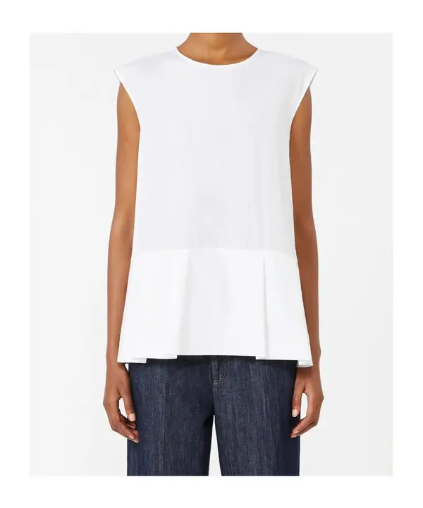 Max Mara Poplin Tie Fastened Top - White
