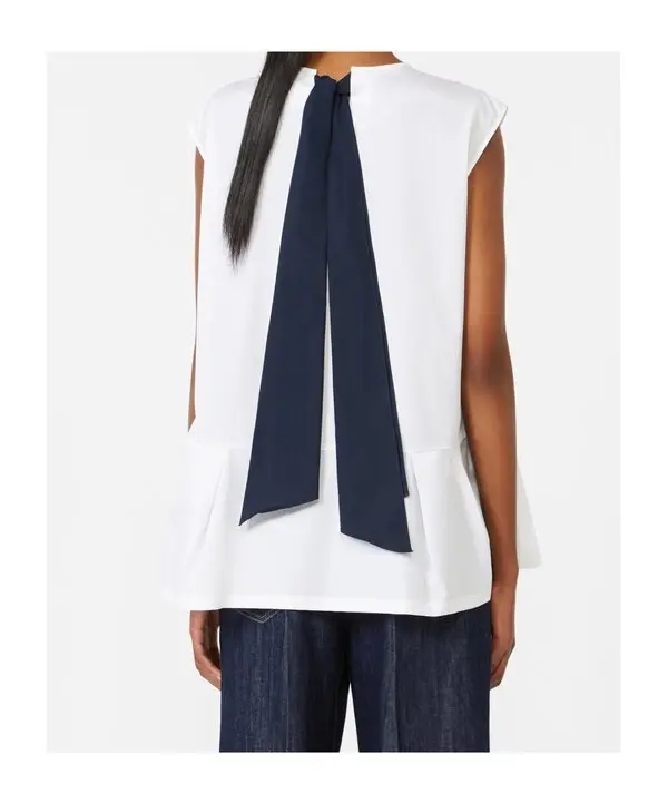 Max Mara Poplin Tie Fastened Top - White