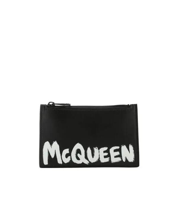 Alexander McQueen Logo Printed Card Holder - Black