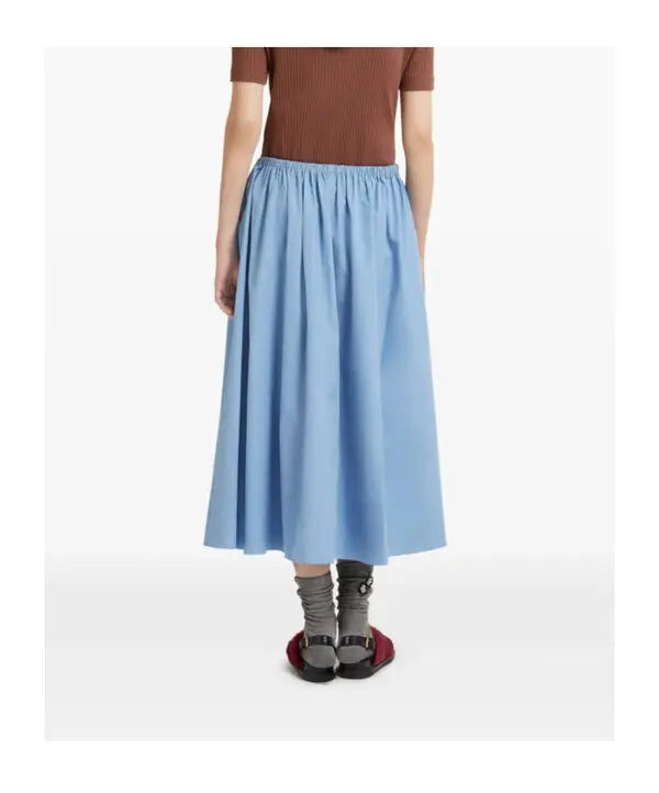 Marni Poplin Drawstring Midi Skirt - Blue