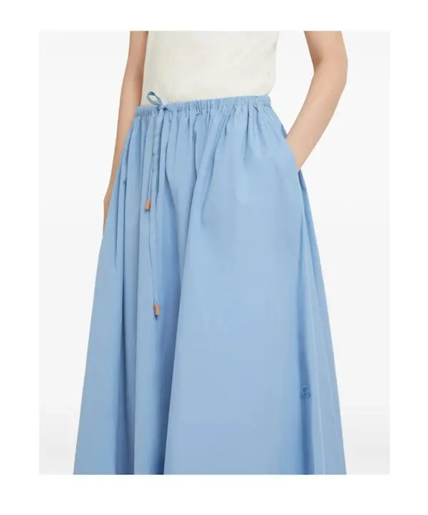Marni Poplin Drawstring Midi Skirt - Blue