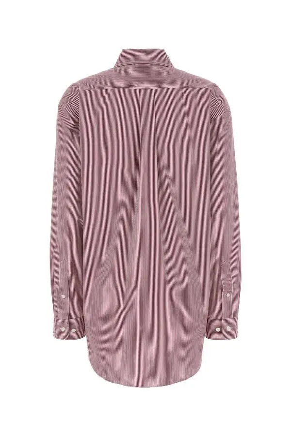 Miu Miu Striped Logo Embroidered Shirt - Pink