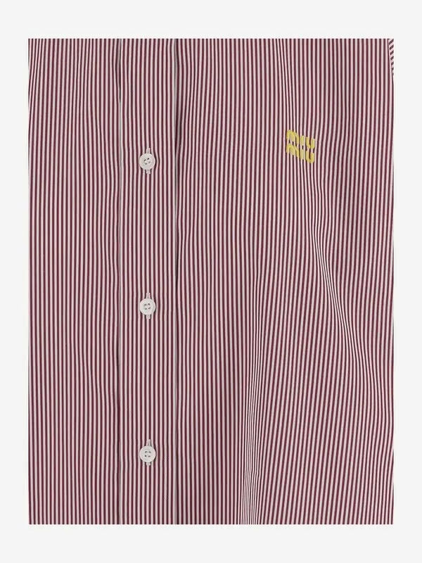 Miu Miu Striped Logo Embroidered Shirt - Pink
