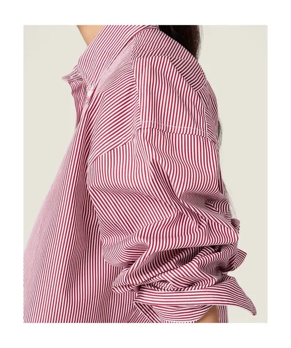 Miu Miu Striped Logo Embroidered Shirt - Pink
