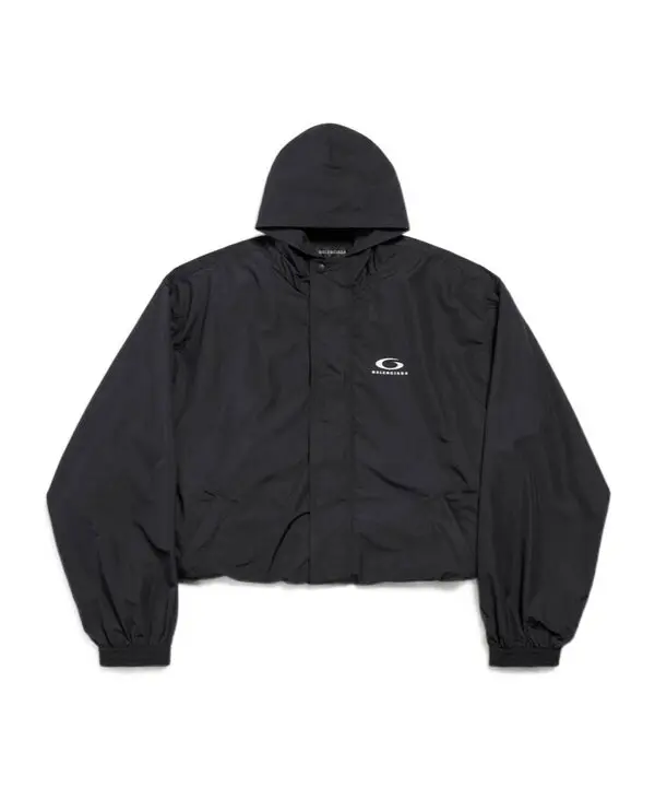 Balenciaga Logo Printed Hooded Windbreaker