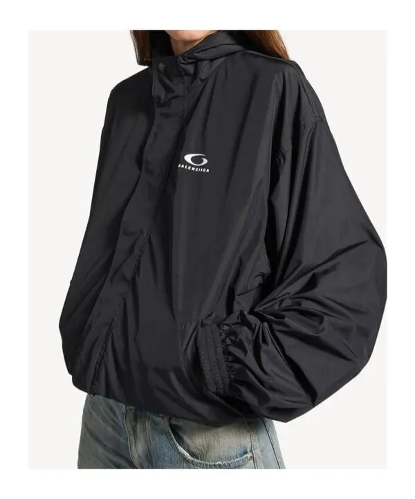 Balenciaga Logo Printed Hooded Windbreaker