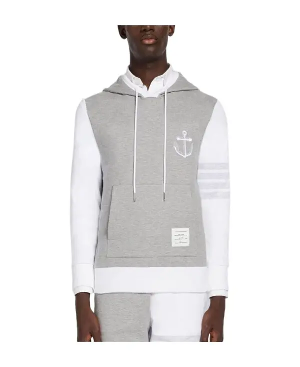 Thom Browne Anchor Embroidered Drawstring Hoodie