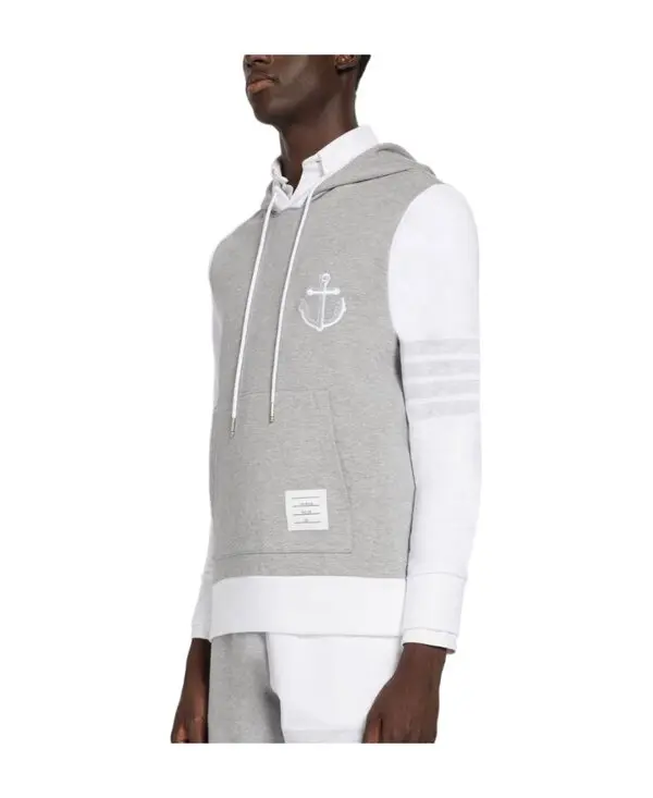 Thom Browne Anchor Embroidered Drawstring Hoodie
