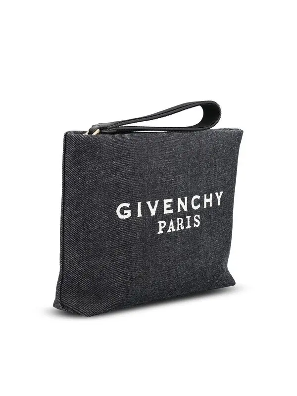 Givenchy Paris Logo Printed Zipped Clutch Bag