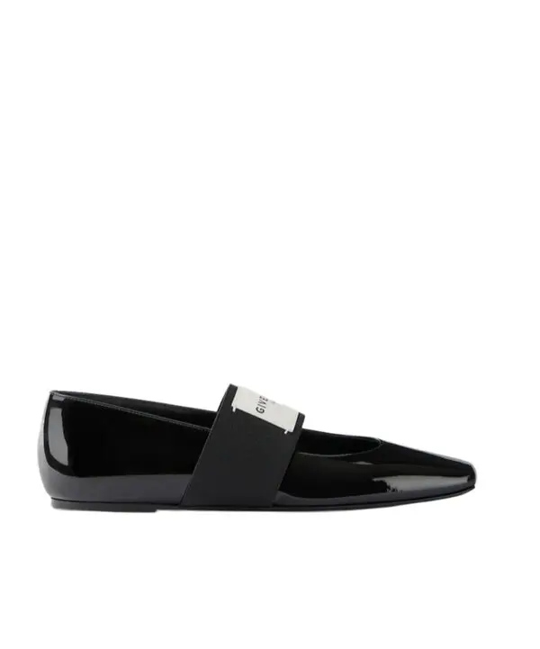 Givenchy Logo Strap Square-toe Ballet Flats