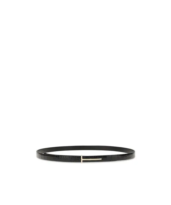 TOM FORD Slim T-buckle Belt With Crocodile Embossing
