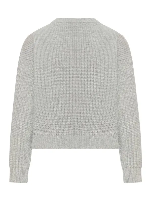 Celine Ribbed Wool Crew Neck Sweater With Graphic Pattern