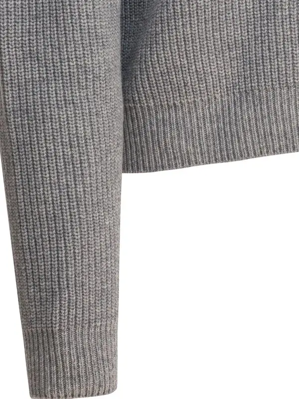 Celine Ribbed Wool Crew Neck Sweater With Graphic Pattern