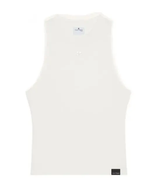 COURREGES Fitted Tank Top With Ac Logo - White