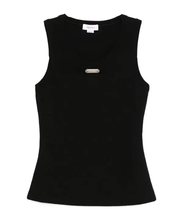 Alexander McQueen Logo Plaque Ribbed Tank Top