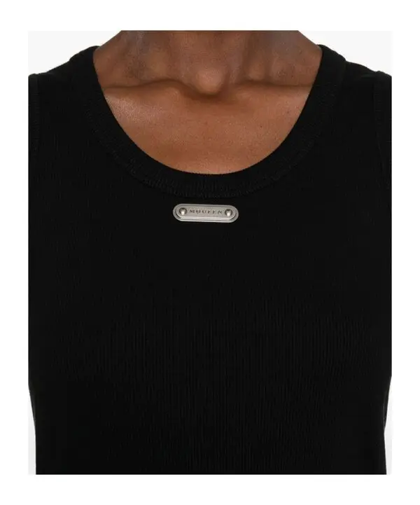 Alexander McQueen Logo Plaque Ribbed Tank Top