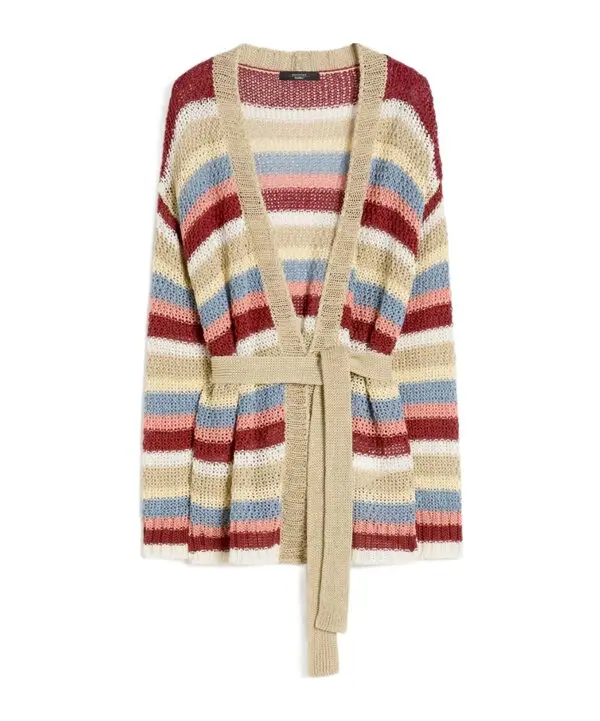 Max Mara Striped Pattern Belted Cardigan