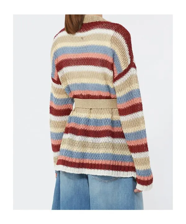 Max Mara Striped Pattern Belted Cardigan