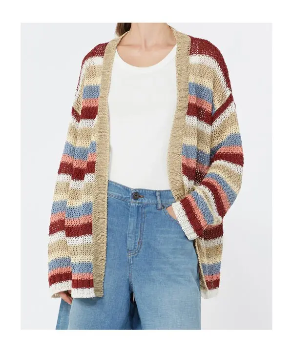 Max Mara Striped Pattern Belted Cardigan