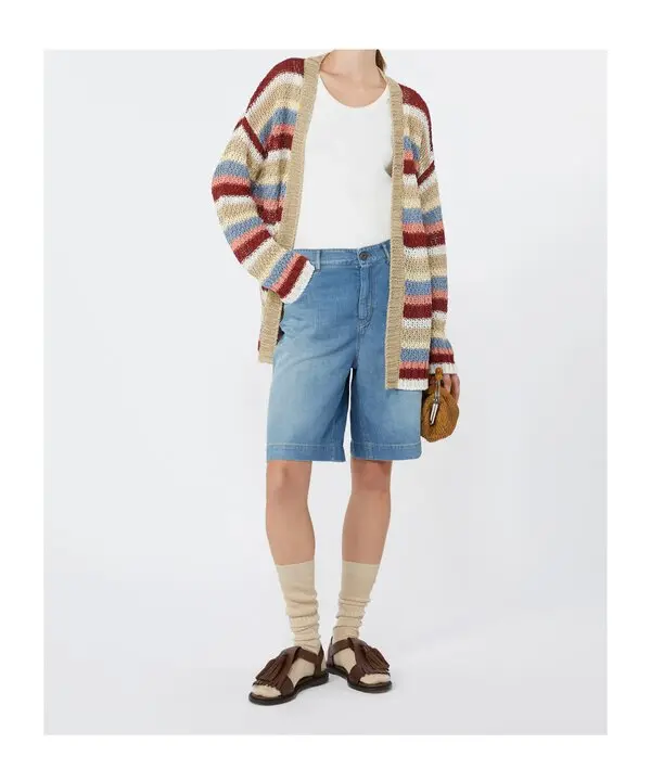 Max Mara Striped Pattern Belted Cardigan