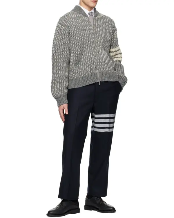 Thom Browne 4-bar Chunky-knit Bomber Jacket - Grey
