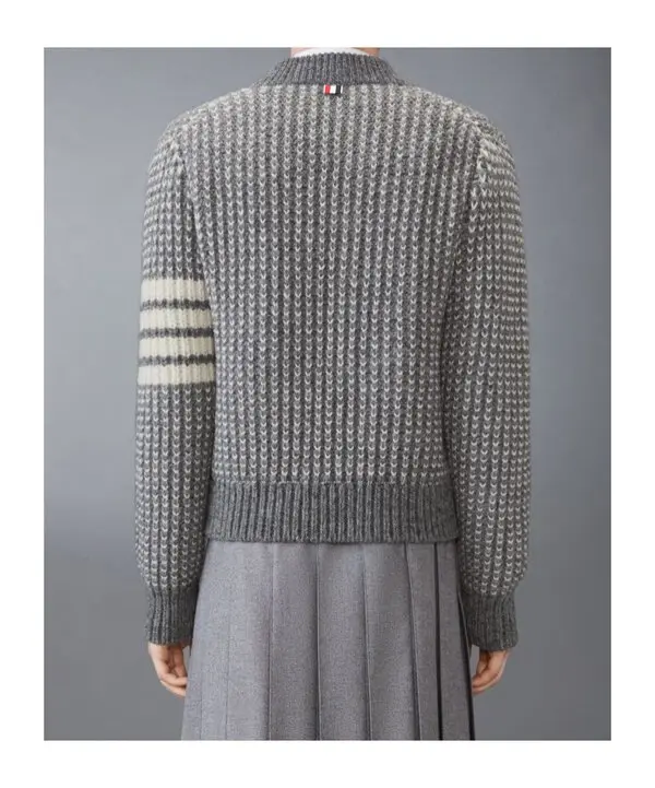Thom Browne 4-bar Chunky-knit Bomber Jacket - Grey