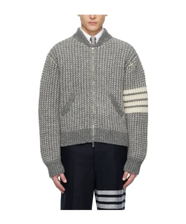 Thom Browne 4-bar Chunky-knit Bomber Jacket
