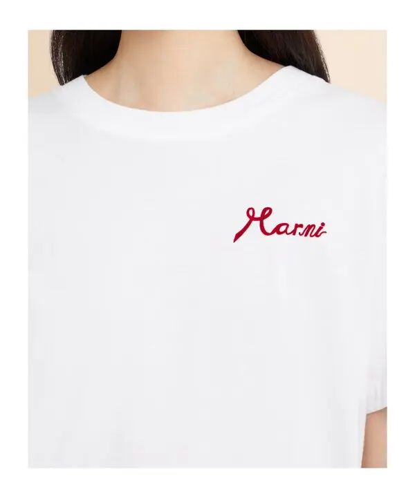Marni Short Sleeve Crewneck T-shirt With Flocked Logo