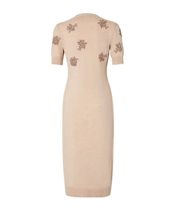 Fendi Knitted Sequined Flower Midi Dress - Pink
