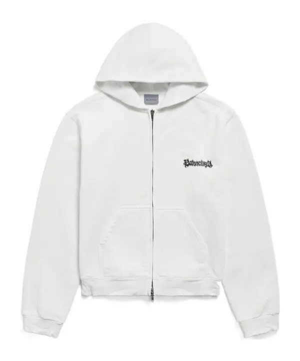 Balenciaga Zip-up Hoodie With Salon De Couture Artwork - White