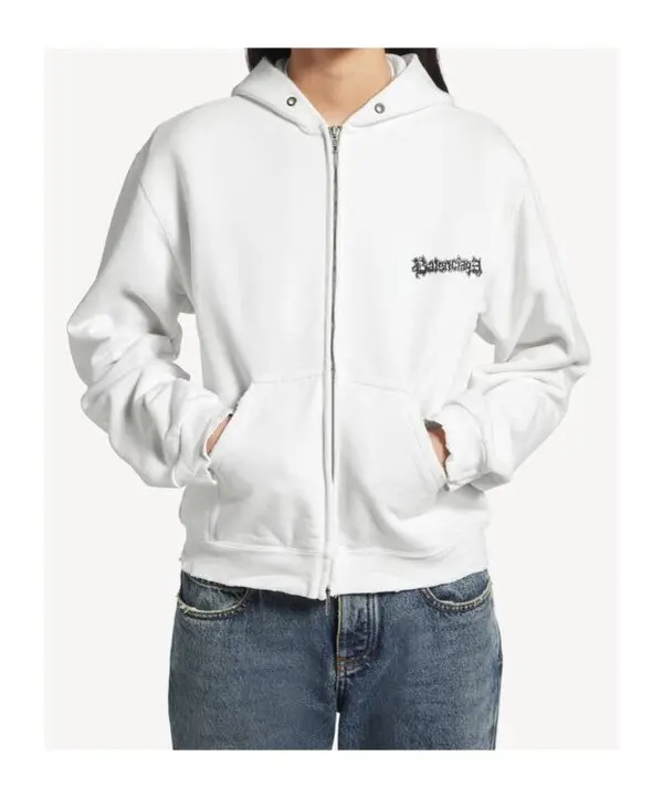 Balenciaga Zip-up Hoodie With Salon De Couture Artwork - White