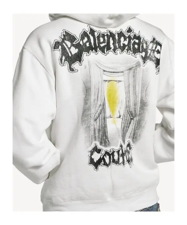 Balenciaga Zip-up Hoodie With Salon De Couture Artwork - White