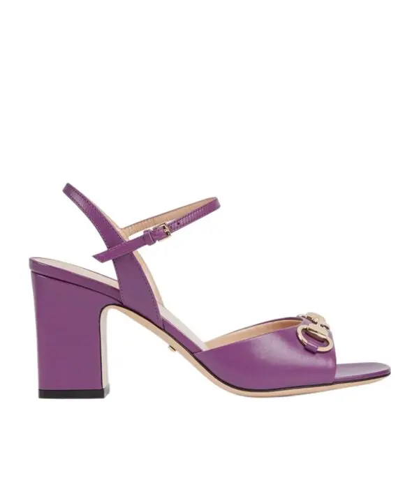 Gucci Horsebit Sandal With Mid Heel - Purple