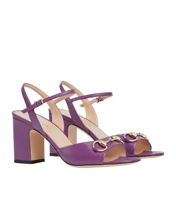 Gucci Horsebit Sandal With Mid Heel - Purple